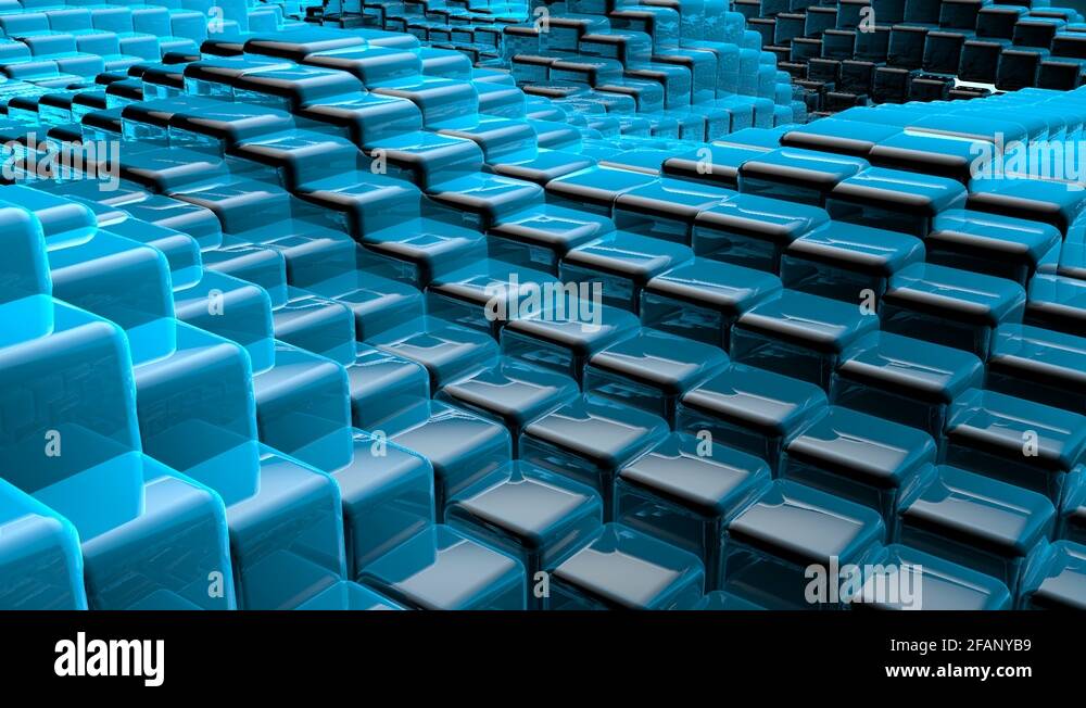 3D blue shiny reflective block background in random movements Stock ...