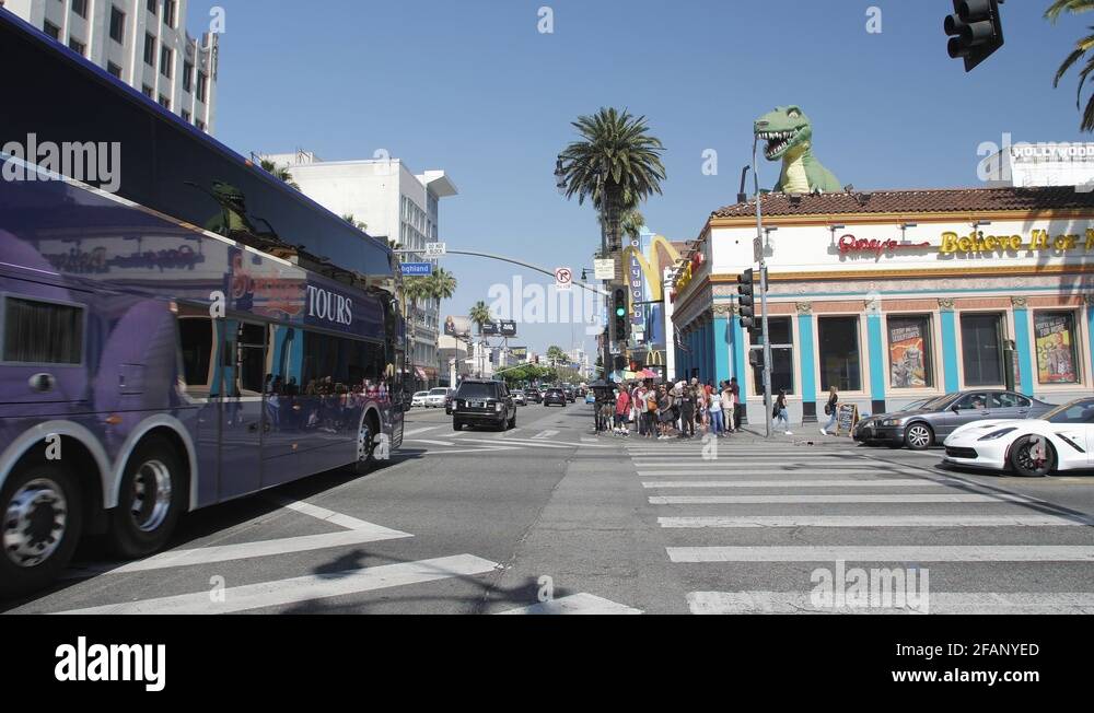 Busy traffic on Hollywood Boulevard, Hollywood, Los Angeles, LA ...