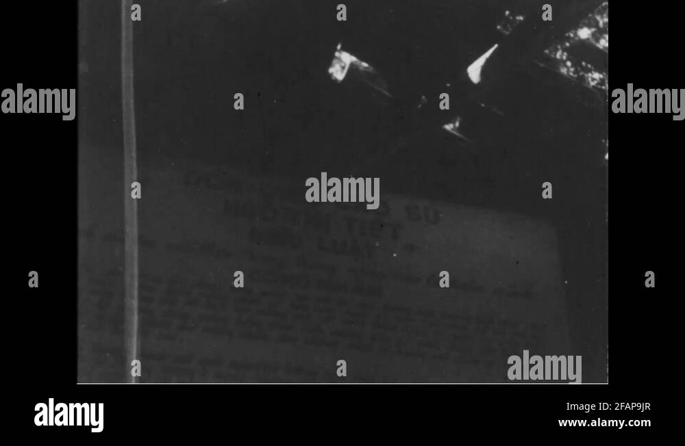 Scenes of bomb damage around Viet Cong base camp, C-130 in flyover ...