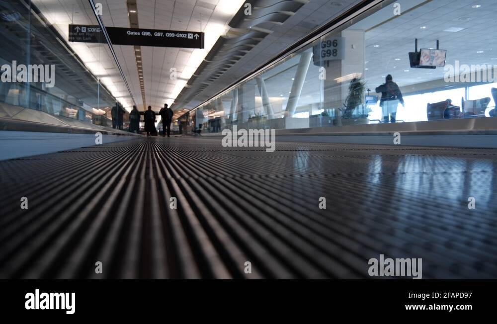 San Francisco Airport Flat Escalator People Walking Stock Video Footage ...