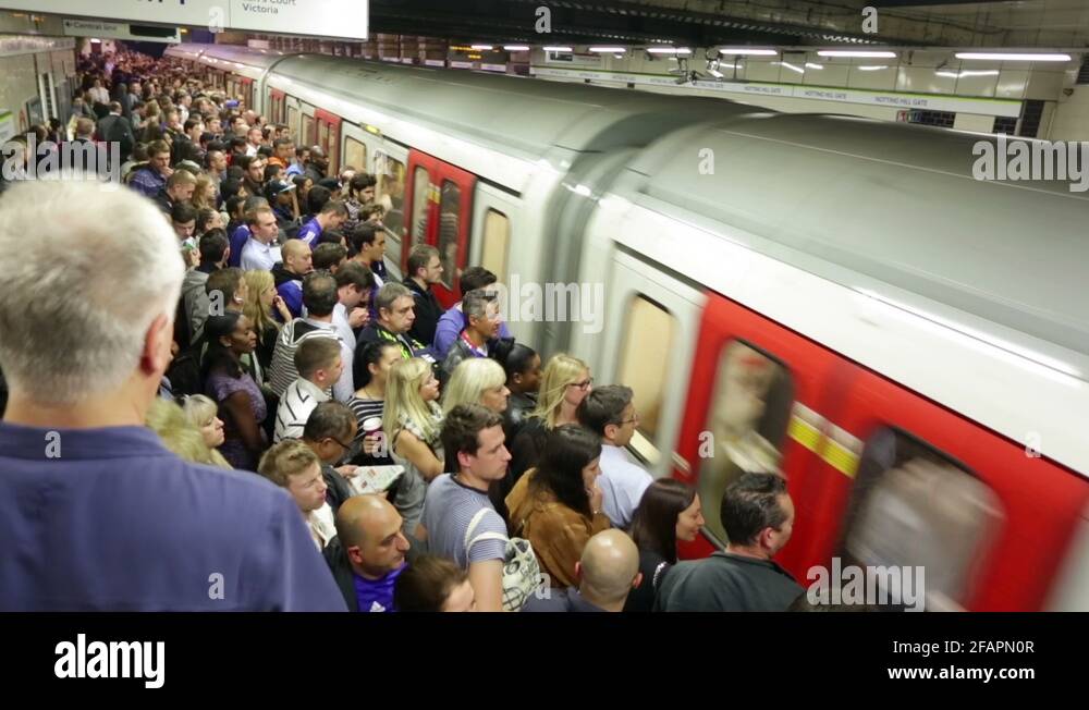 Busy London Underground Subway Station Time Lapse Board Train Only Stock Video Footage Alamy