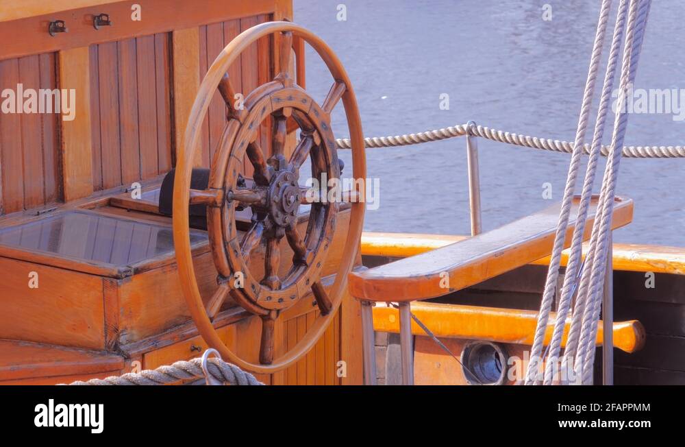 Steering wheel of an old sailing vessel Stock Videos & Footage - HD and ...