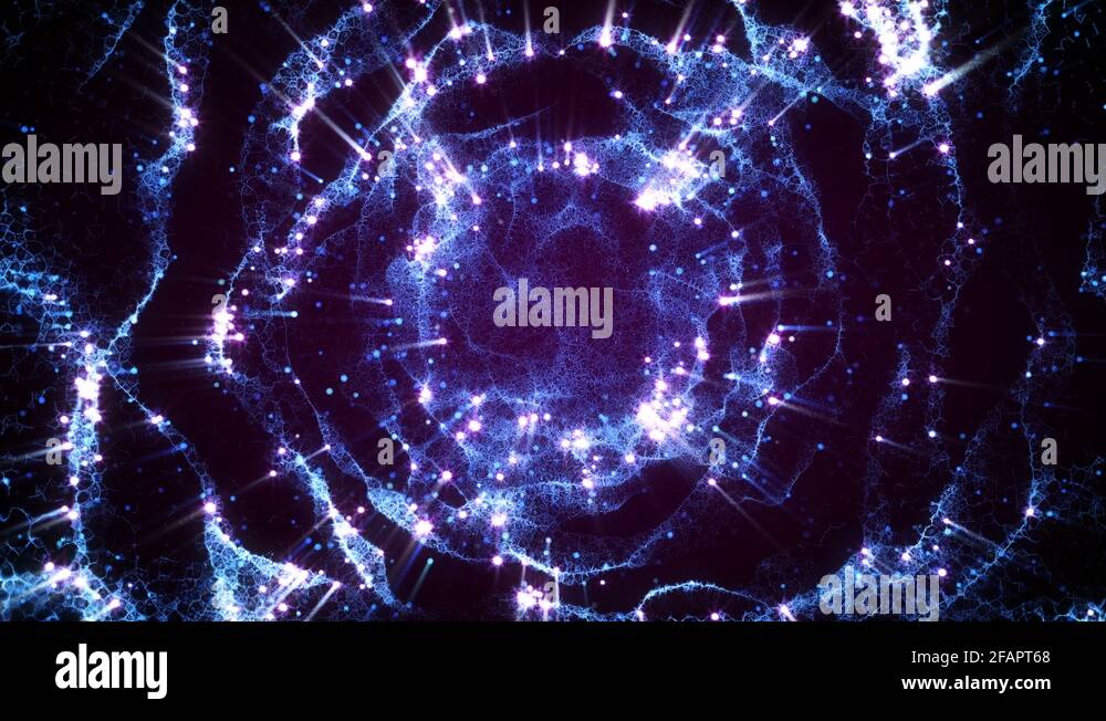 4K Abstract motion background animation shining particles dust wave ...