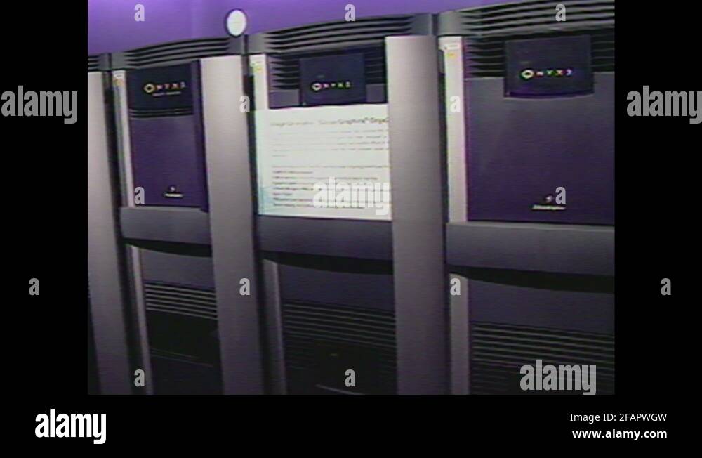 1990s: View of computer drives. Animation of plane taking off from ...