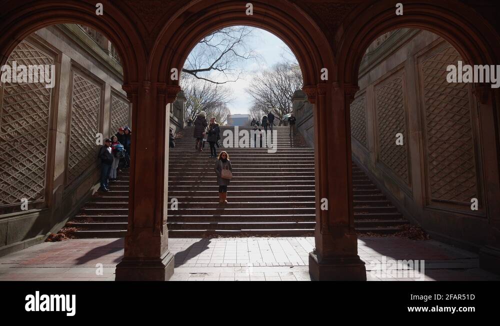 New York City Central Park Minton Tiles at Bethesda Arcade Stairs and ...
