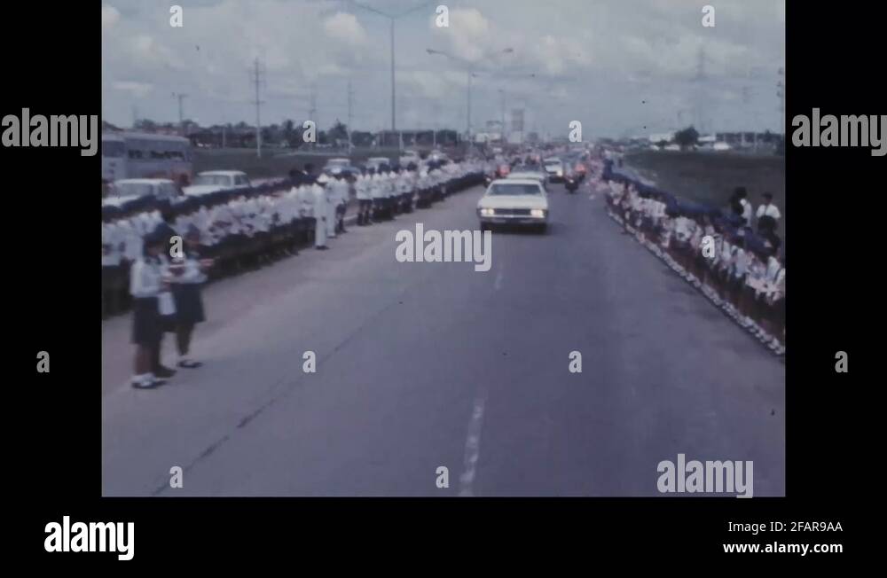 Crowd of people cheer on the arrival of astronauts - 1969 Stock Video ...