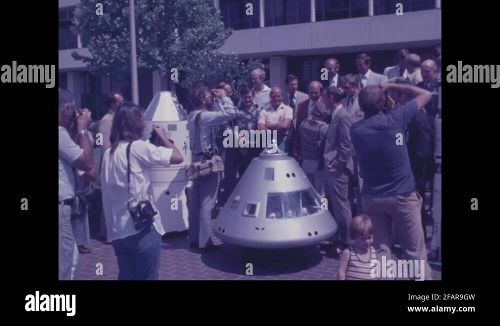 Former astronauts pose with space model during group photograph - 1978 ...