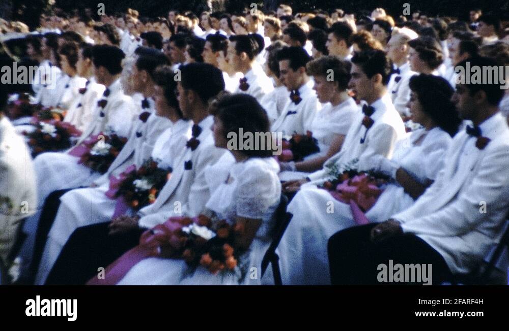 1950s Boy Girl High School GRADUATION Gradate Class Vintage Old Film ...