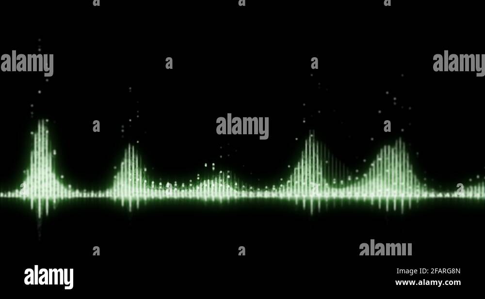 Digital audio waveform. Computer generated animation. Straight on Stock ...