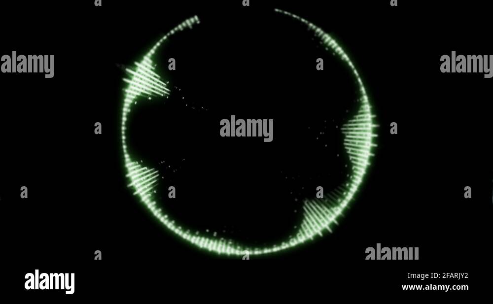 Digital audio waveform. Computer generated animation. Distorted into a ...