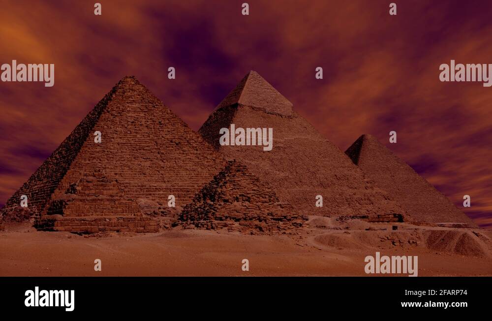 Sandstorm in the skies over the Pyramids of Giza, Egypt Stock Video ...