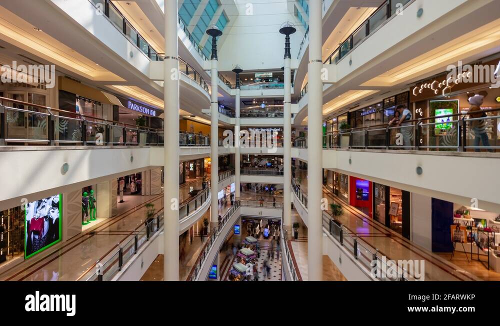 kuala lumpur center famous mall hall interior panorama 4k timelapse ...