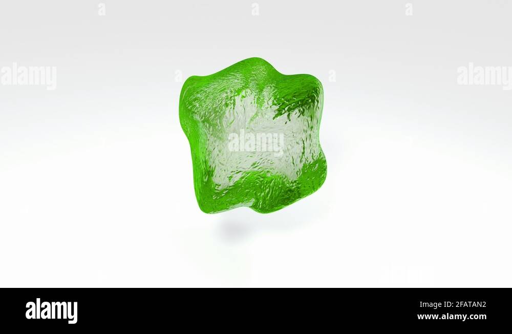 Abstract liquid green cube with waves. 3d animation render. Seamless ...