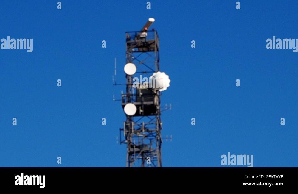 The top of the radar and telecom signal dish pylon at Holland Haven ...