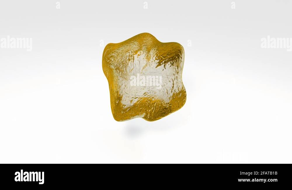 Abstract liquid gold cube with waves. 3d animation render. Seamless ...