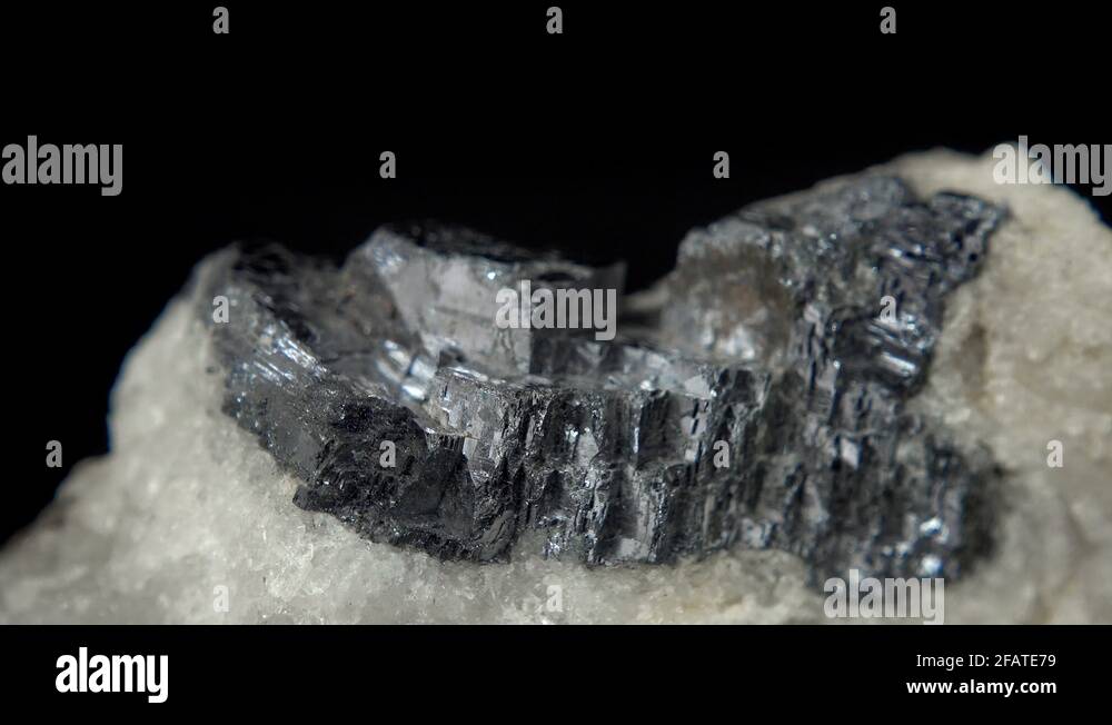 Seamlessly rotating a metallic mineral (Galena) in front of black ...
