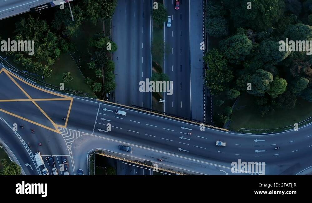 Aerial Flyover Busy Highway Bridge Intersection. Kuala Lumpur, Malaysia ...