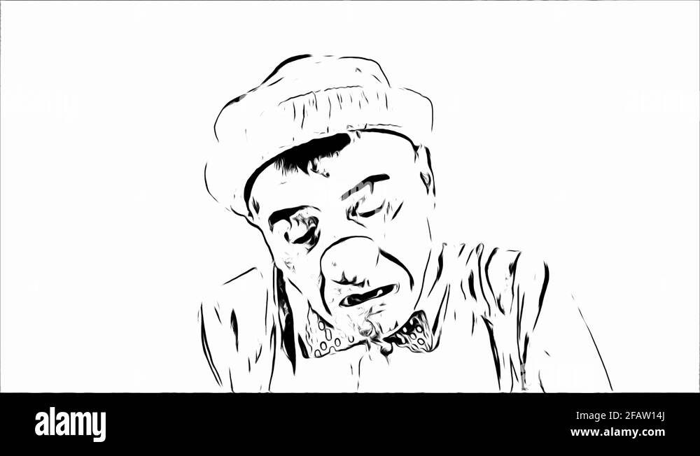 Emoji clown CARTOON (Black White) - Crying Face. A sad mime clown with ...