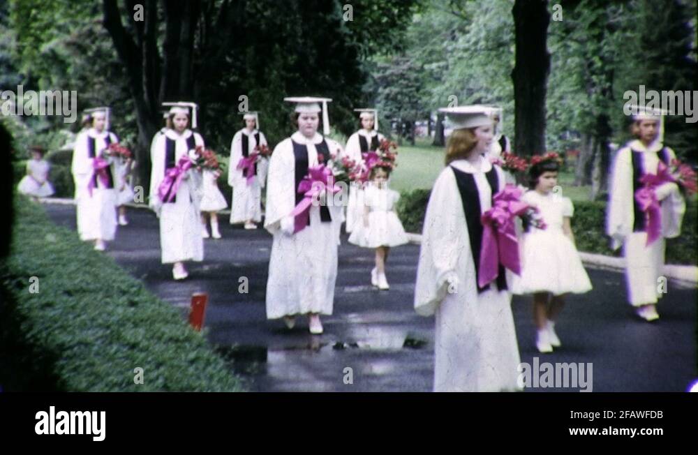 Proud Young Women College March School Graduation 1950s Vintage Film ...