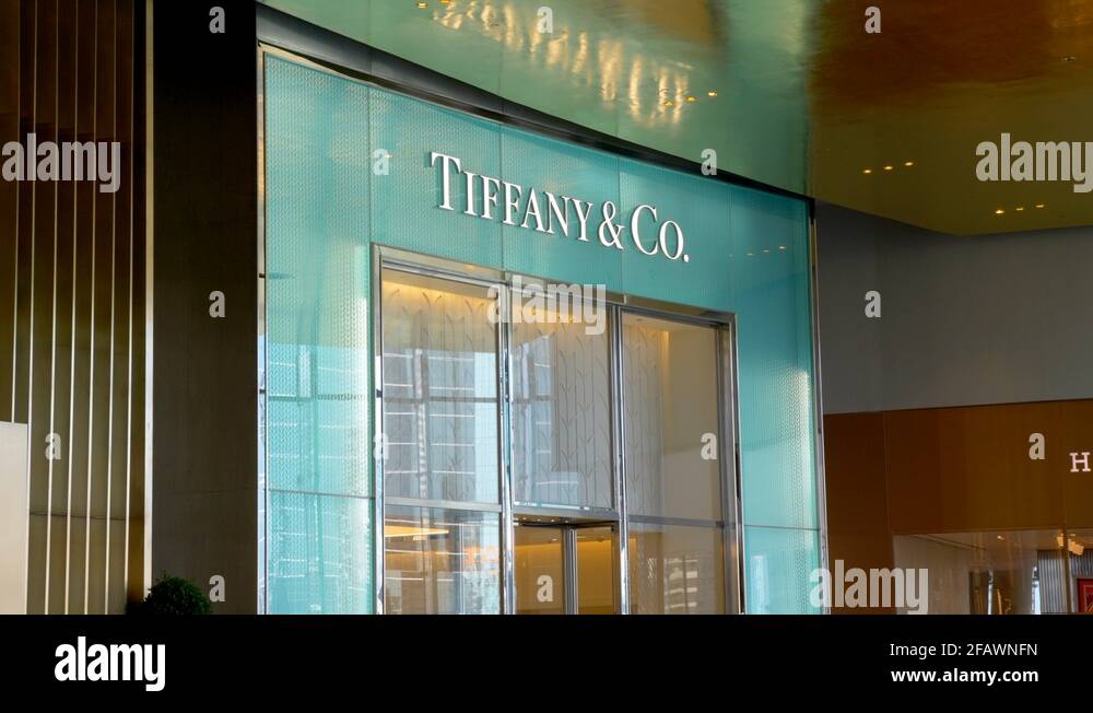 Tiffany & Co storefront static shot in Icon Siam luxury shopping mall ...