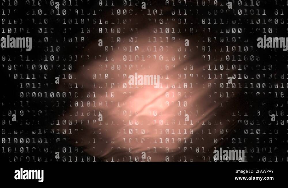 Binary codes surrounded by light effect against black background Stock ...