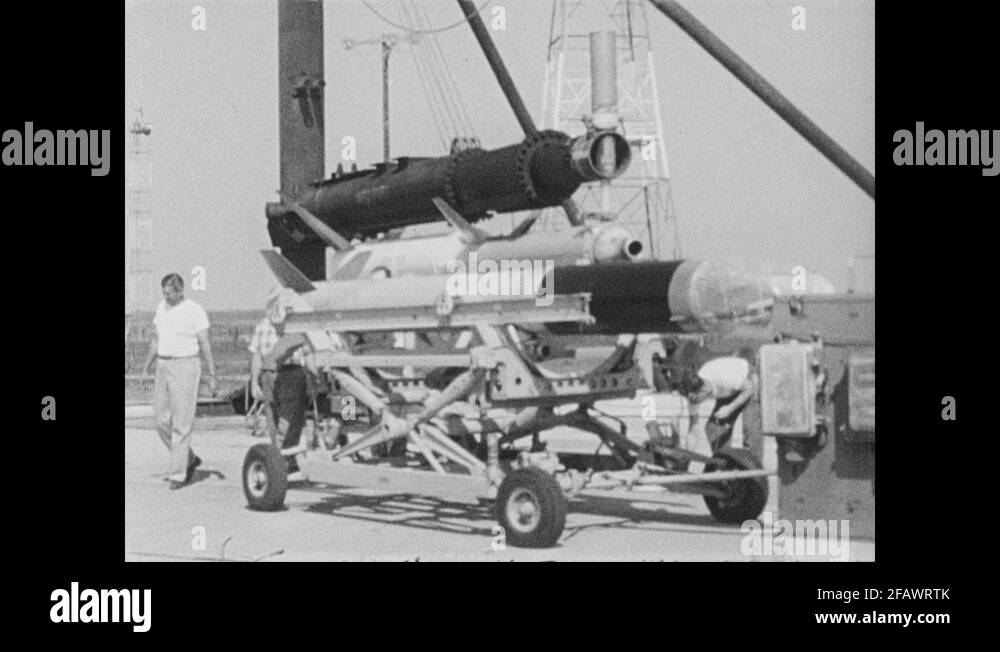 1960s: UNITED STATES: rocket testing of antennae systems. Rockets ...