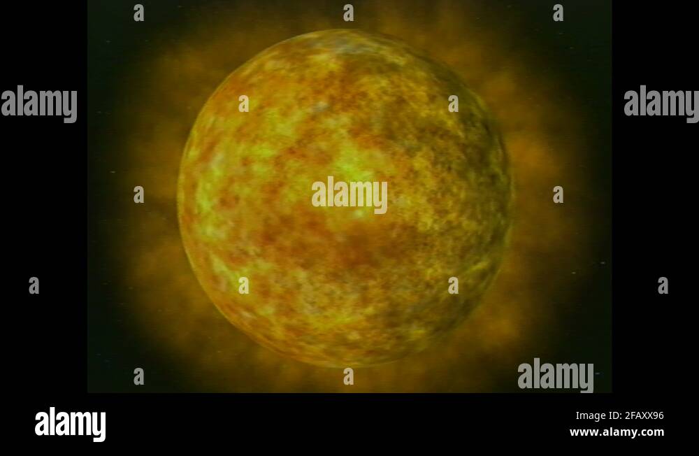 1990s: Animation of sun releasing ions, plasma cloud, solar wind Stock ...
