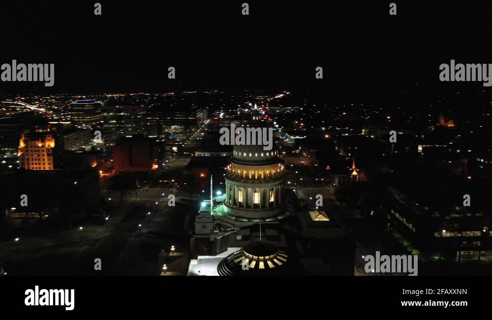 Sweeping night view of Boise, Idaho's city landscape, captured in full ...