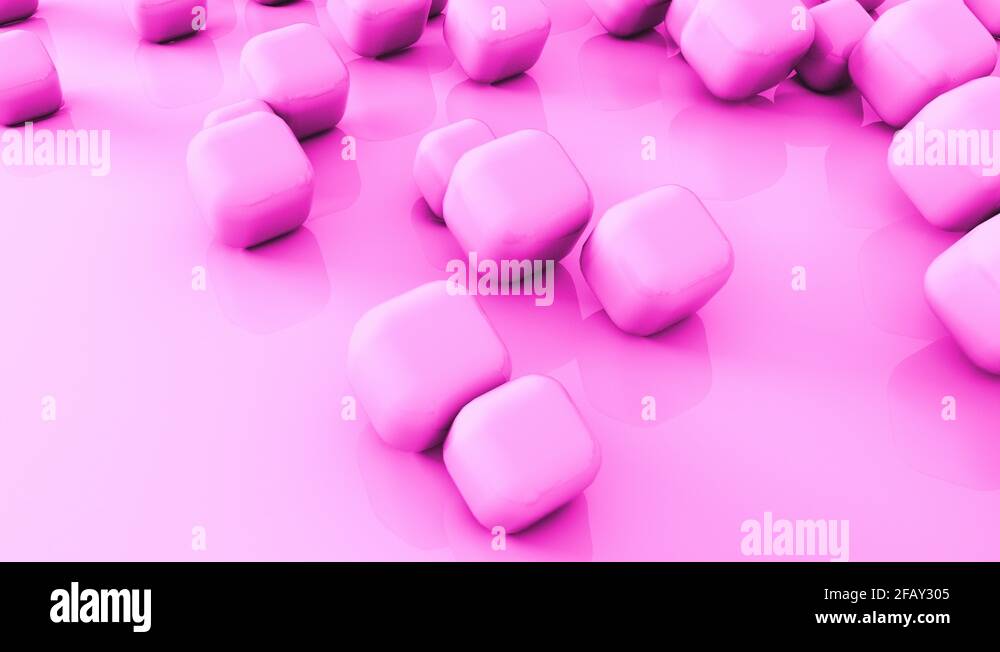 Abstract 3d shapes violet cubes flying on soft surface. 4k render ...