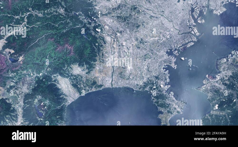 Tokyo Japan aerial satellite. Contains modified Copernicus Sentinel ...