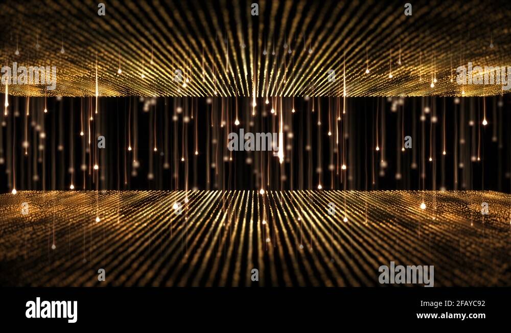 4K Abstract motion background animation shining particles string grid ...