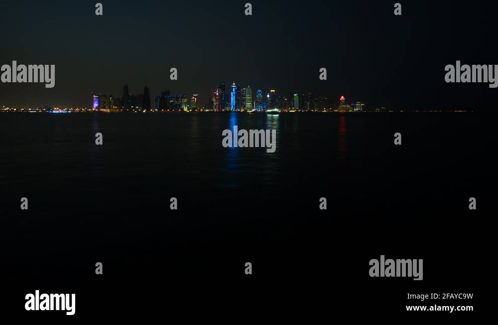 Qatar skyline at night Stock Videos & Footage - HD and 4K Video Clips ...