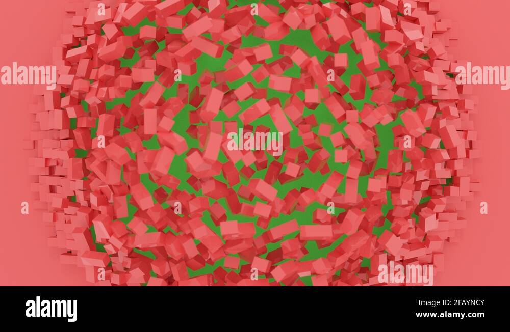 Abstract 3d explosion red poligon shapes animation with green screen ...