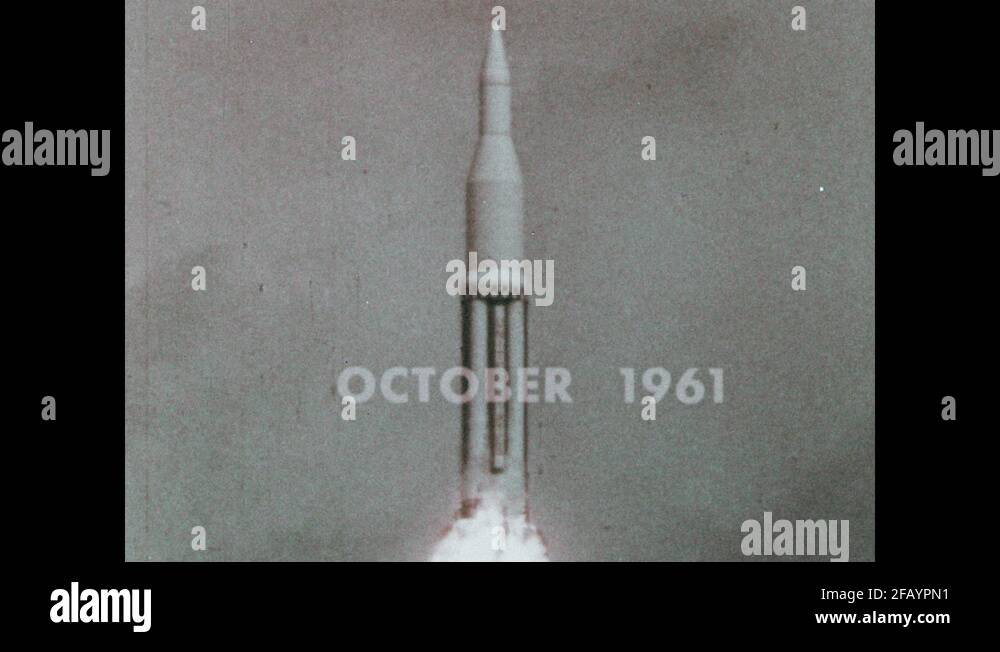 1960s: UNITED STATES: rocket launches from Cape Canaveral. Rocket in ...
