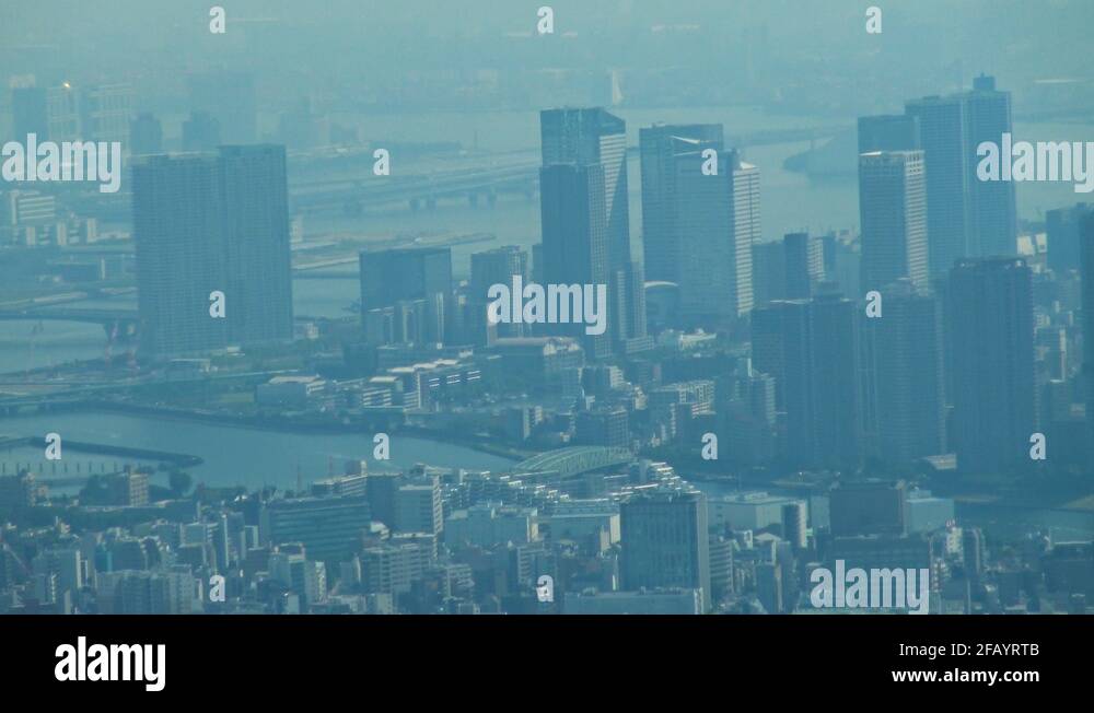 Zoom out, Aerial view of Tokyo with skylines from Skytree tower Stock ...
