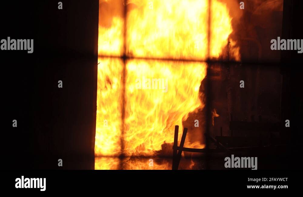 Steelmaking, furnace view for steel melting, glowing flame in a furnace ...