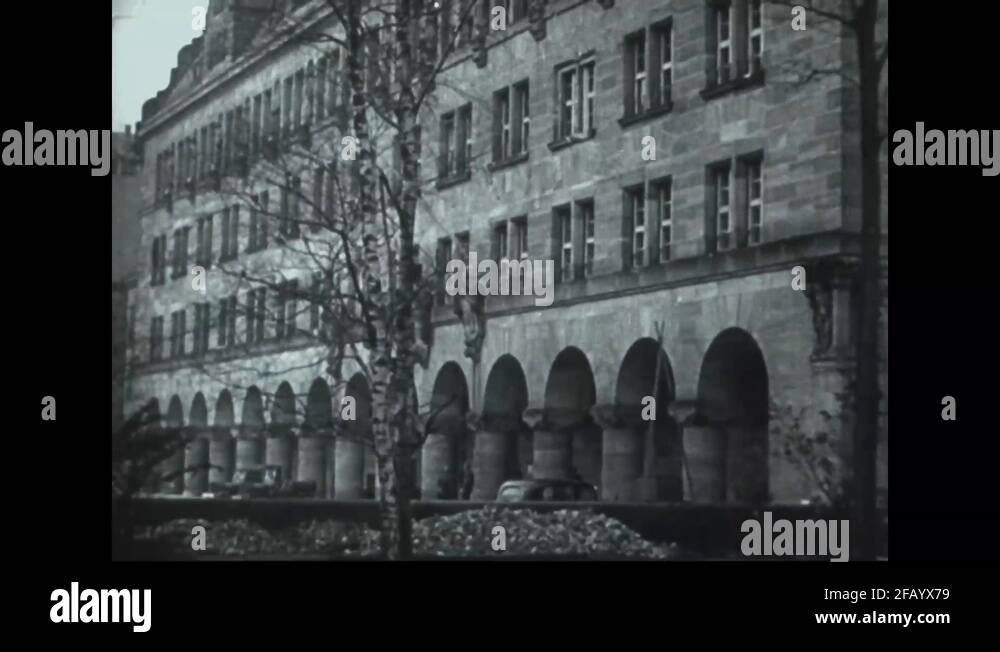 Nazi leaders arrive in courtroom in front of tribunals - 1945 Stock ...