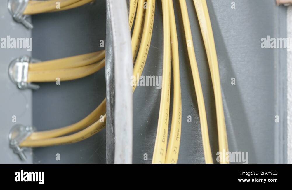Circuit Breaker Box with Wires on the Side CLOSE UP SLIDE LEFT Stock ...