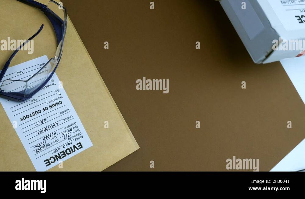 Scientific Police opening evidence box murder, conceptual image Stock ...