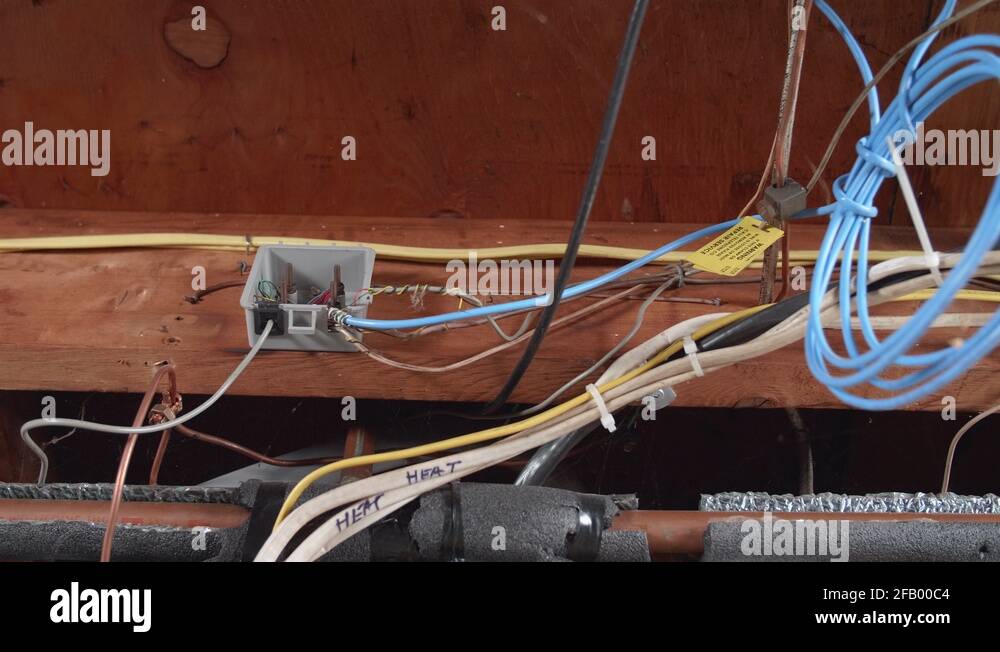 Electrical Wires and Pipe Running Along Basement Ceiling SLIDE RIGHT ...