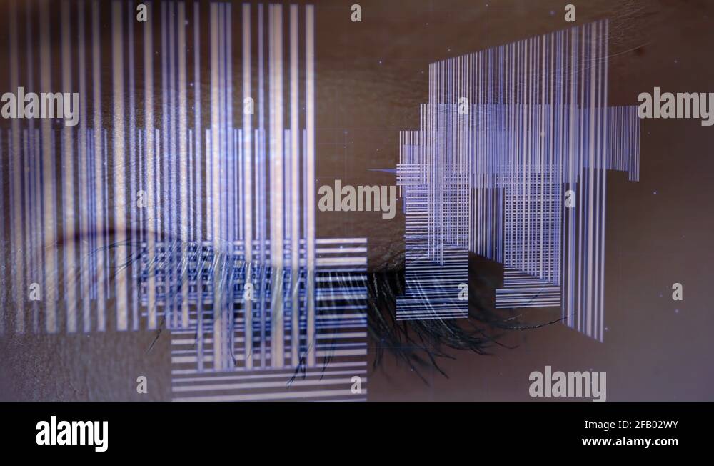 Female open close eye with bar codes Stock Video Footage - Alamy