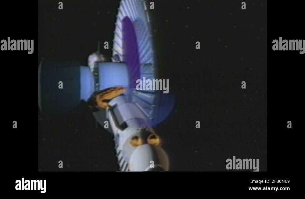 1990s: Animation of spacecraft flying past Mars. Astronauts on exterior ...