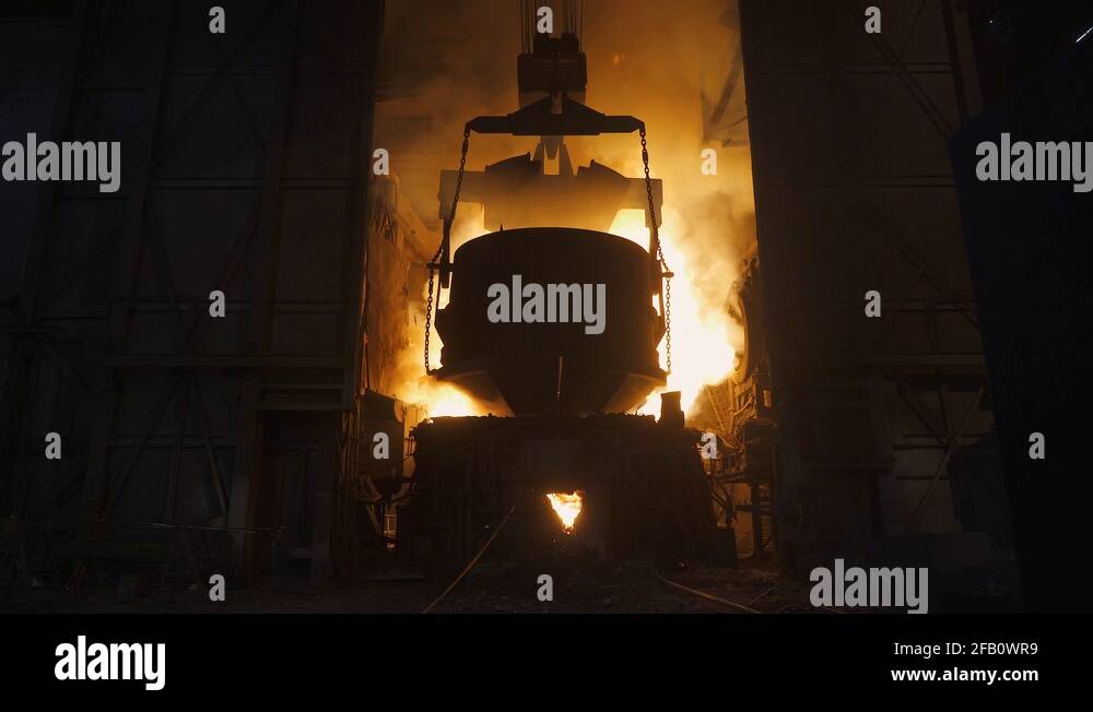 Steelmaking, furnace view for steel melting, process of loading scrap ...