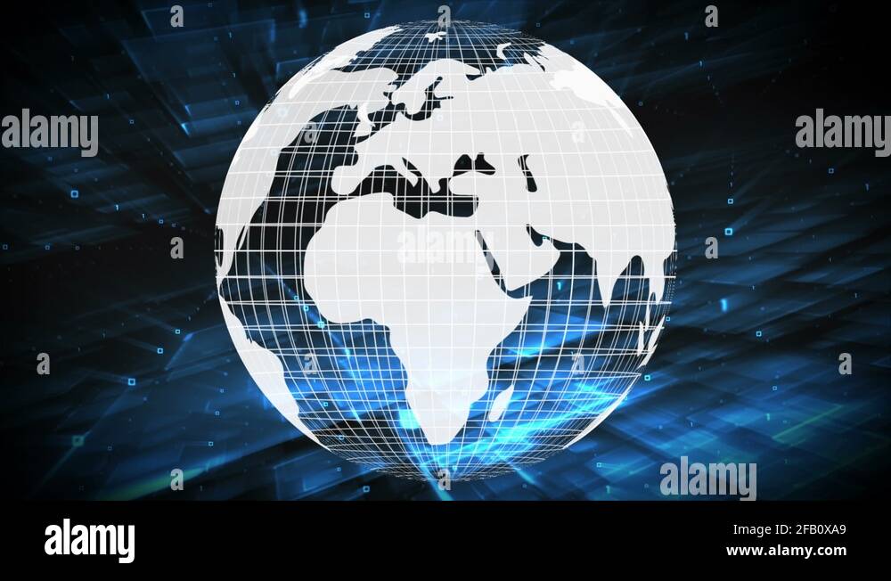 Spinning digital globe on 3d floor Stock Video Footage - Alamy