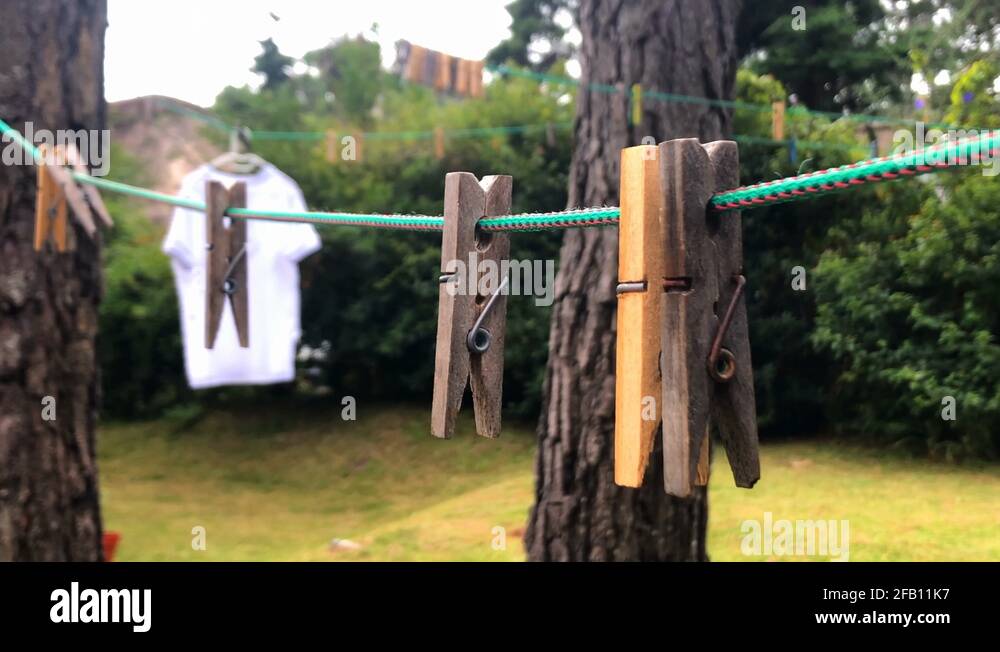 Old wooden clothes pin on clothes line Stock Videos & Footage - HD and ...