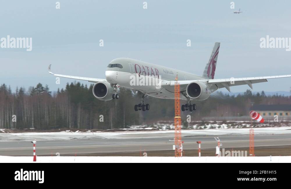 airplane airbus a350 arrival landing close up landing gear engine ...