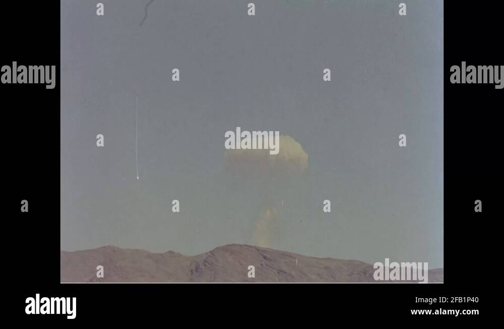 Scene of nuclear explosion on Nevada Proving Grounds - 1952 Stock Video ...