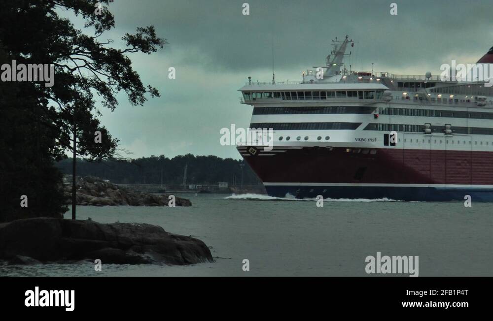 Helsinki, Finland. A big cruise ship Viking Line in Gulf of Finland ...