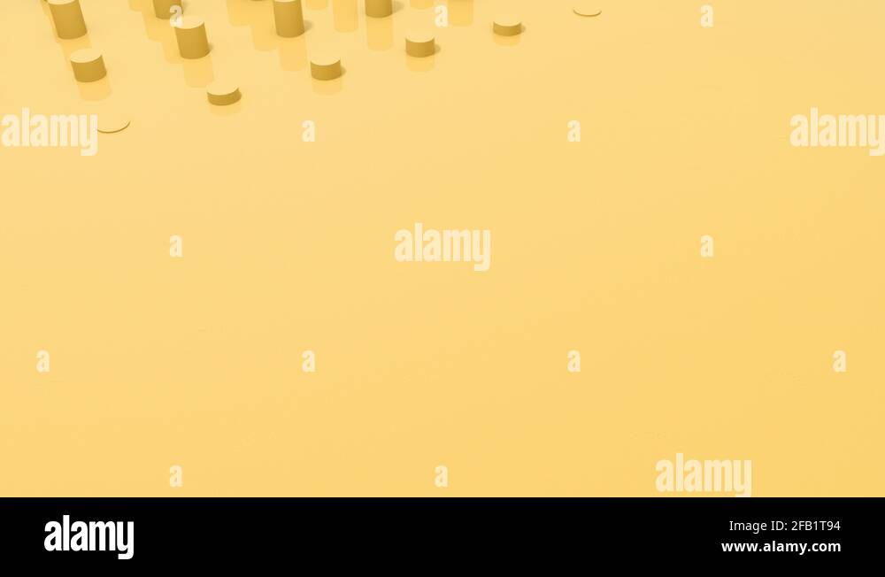 Abstract 3d shapes cylinder animation in yellow color. 4k seamless loop ...