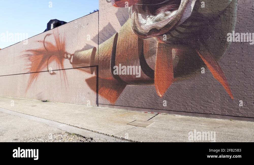 Street art / Graffiti by Wes21 and Onur of a giant fish made to sushi ...